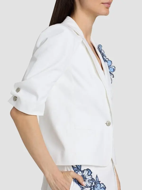 Cinq À Sept Khloe Striped Floral Appliqué Petit Blazer