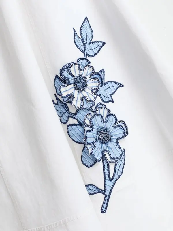 Cinq À Sept Samara Striped Floral Appliqué Midi-skirt - White Multi
