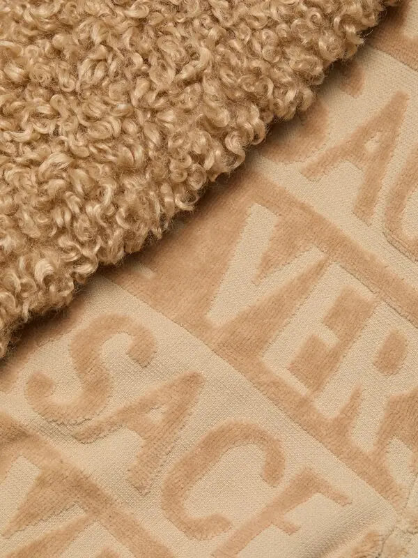 Versace Faux Fur-trim Logo Terry Bathrobe - Camel