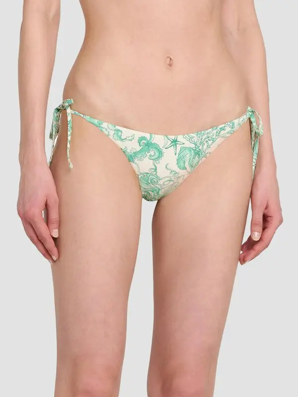 Versace Underwater Barocco-print Bikini Bottom - Eggshell Bright Blue