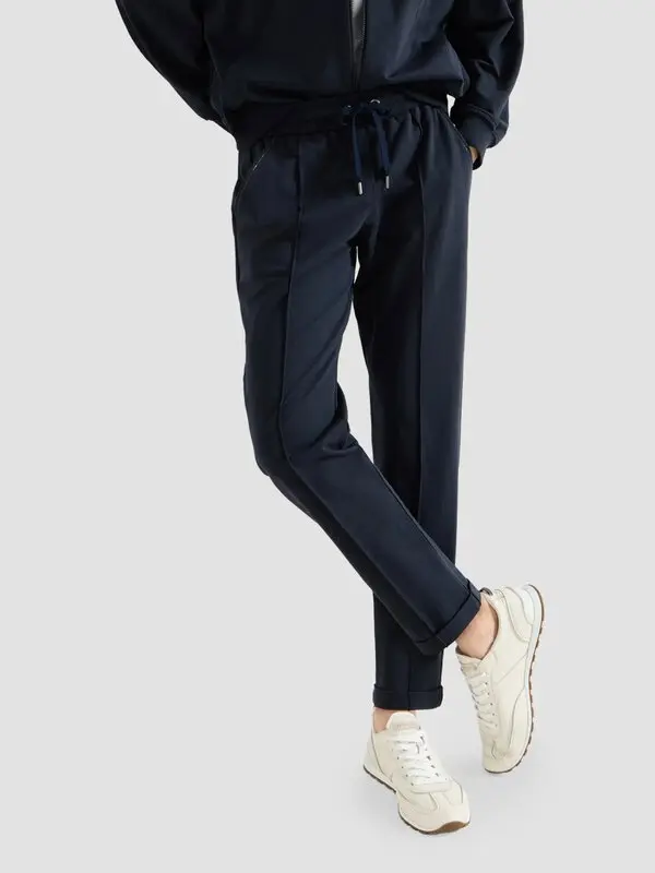 Brunello Cucinelli Stretch Cotton Lightweight French Terry Track Trousers