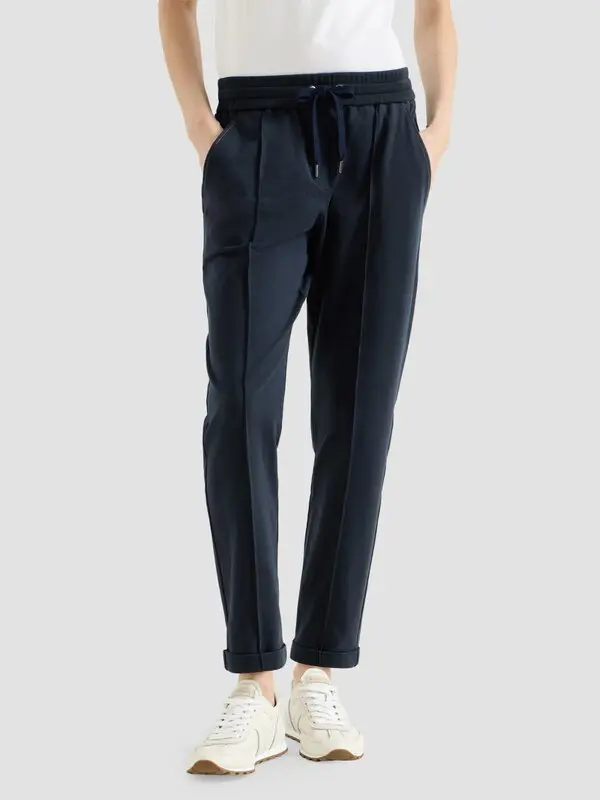 Brunello Cucinelli Stretch Cotton Lightweight French Terry Track Trousers