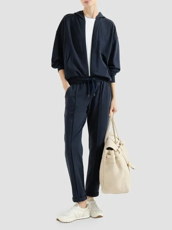 Brunello Cucinelli Stretch Cotton Lightweight French Terry Track Trousers
