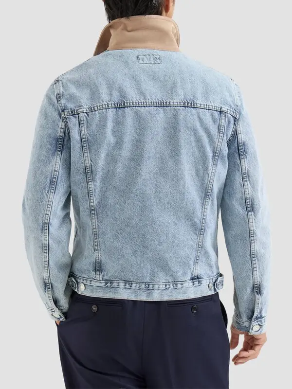 Brunello Cucinelli Denim Outerwear Jacket With Suede Collar