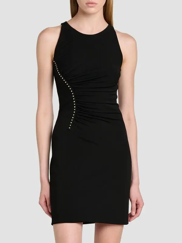 Versace Stretch Crêpe Embellished Minidress