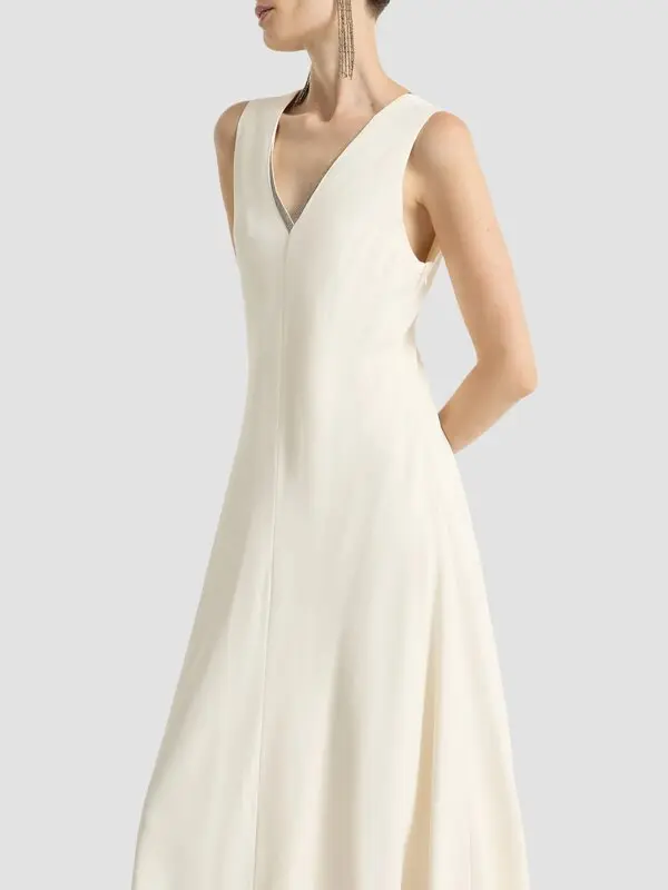 Brunello Cucinelli Silk And Acetate Crêpe Cady Fluid Dress