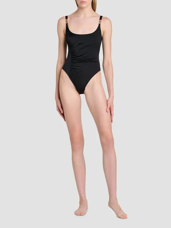 Versace Ruched Medusa Hardware One-piece Swimsuit