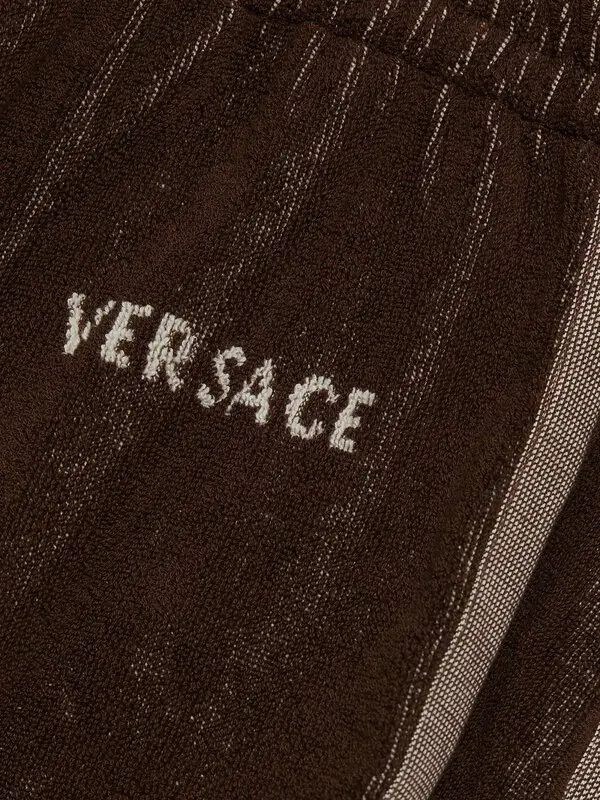 Versace Jacquard Cotton-blend Terry Joggers - Brown
