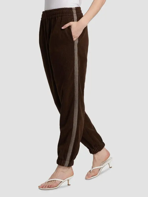 Versace Jacquard Cotton-blend Terry Joggers - Brown