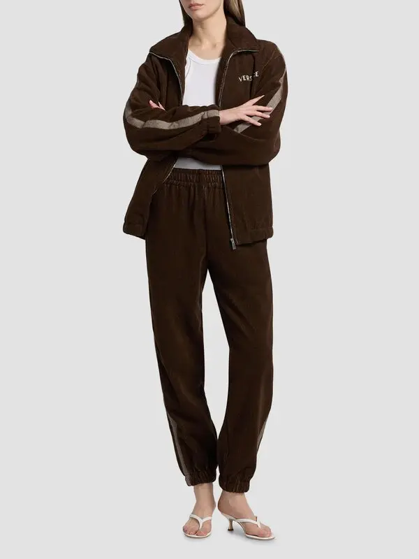 Versace Medusa Jacquard Terry Full-zip Sweatshirt - Brown