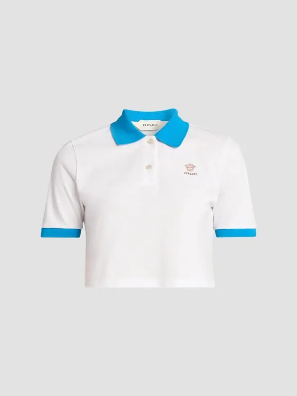 Versace Medusa Pique Crop Polo Top