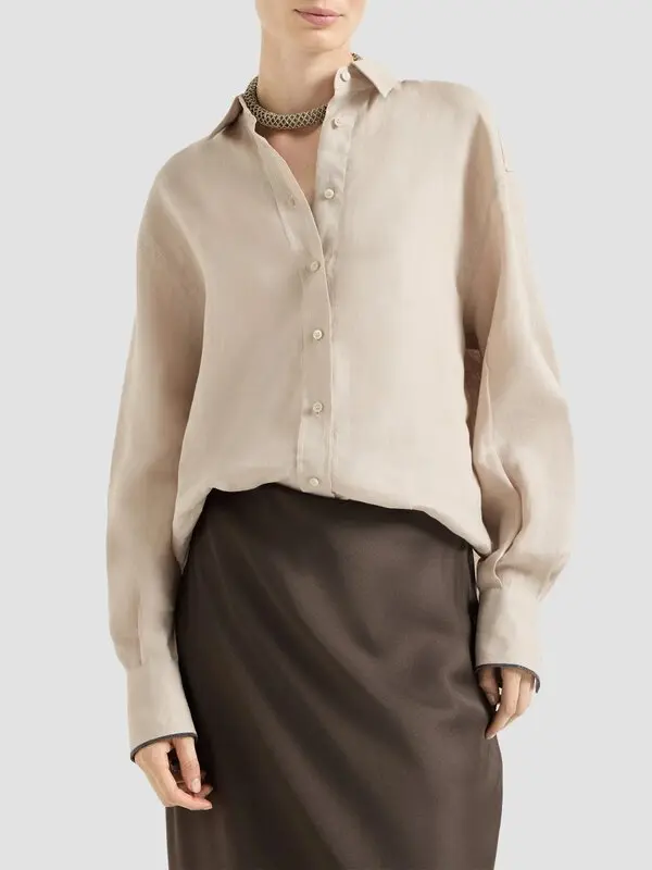 Brunello Cucinelli Linen Shirt With Monili