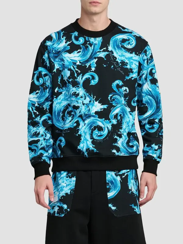 Versace Filigree Stretch-cotton Crewneck Sweatshirt