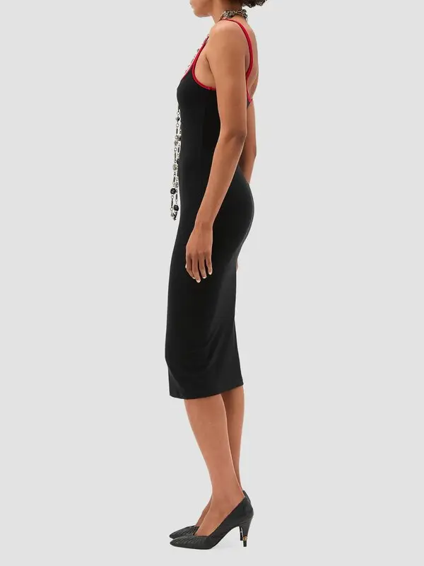Versace Embroidered Stretch Cotton-jersey Midi-dress - Multi Color