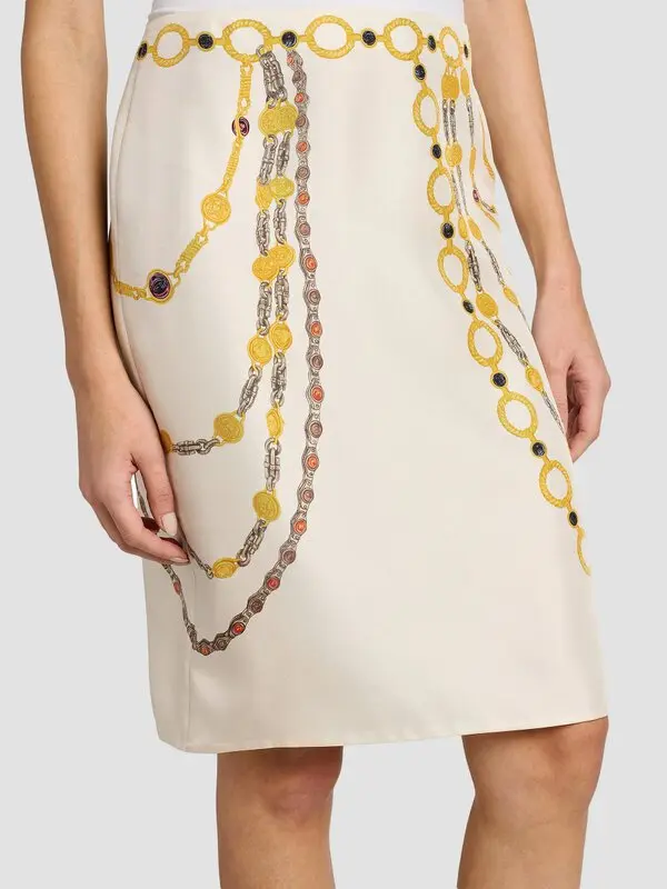 Versace The Lover Silk Twill Pencil Skirt