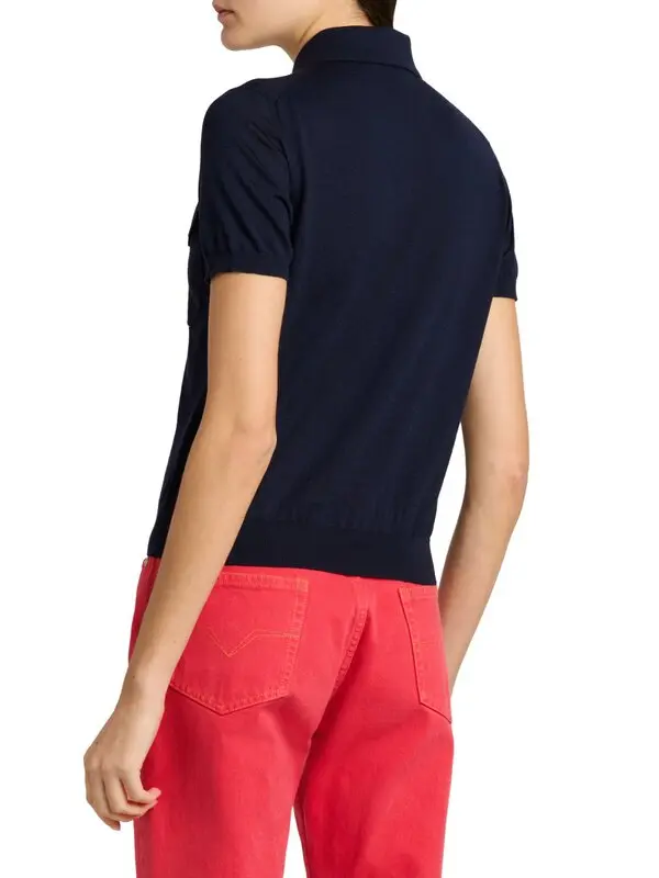 Versace Embroidered Wool Knit Short-sleeve Cardigan