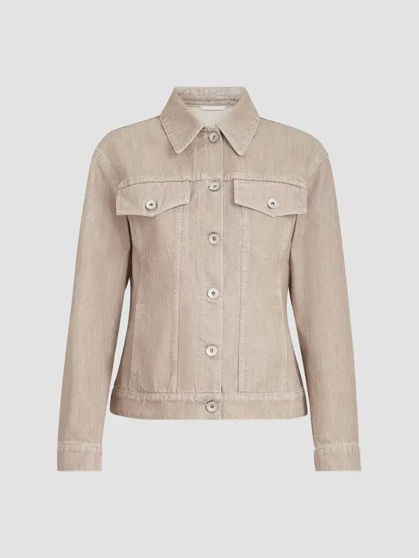 Brunello Cucinelli Beige Lamé Denim Four-pocket Outerwear Jacket
