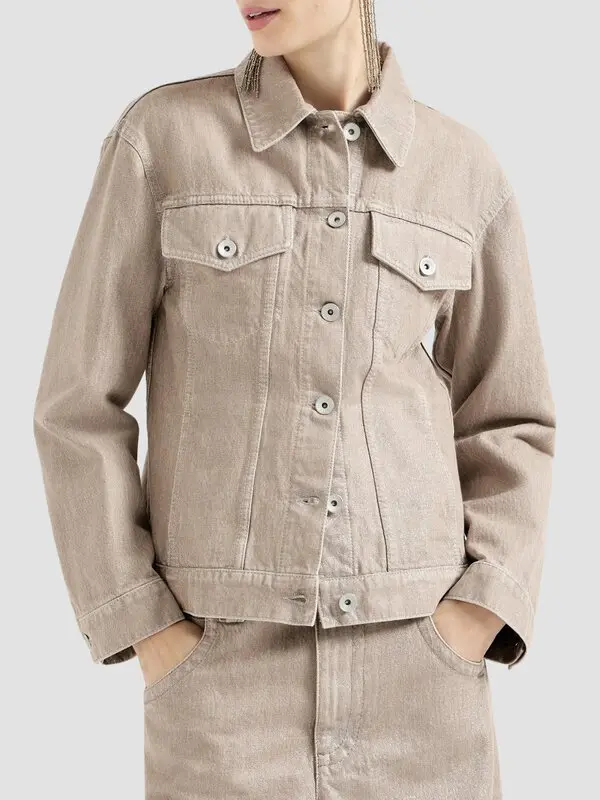 Brunello Cucinelli Beige Lamé Denim Four-pocket Outerwear Jacket