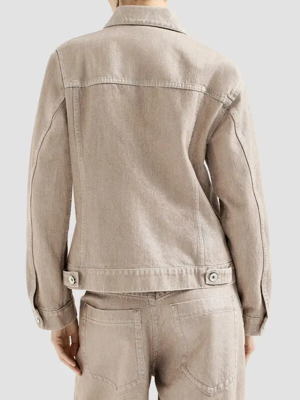 Brunello Cucinelli Beige Lamé Denim Four-pocket Outerwear Jacket