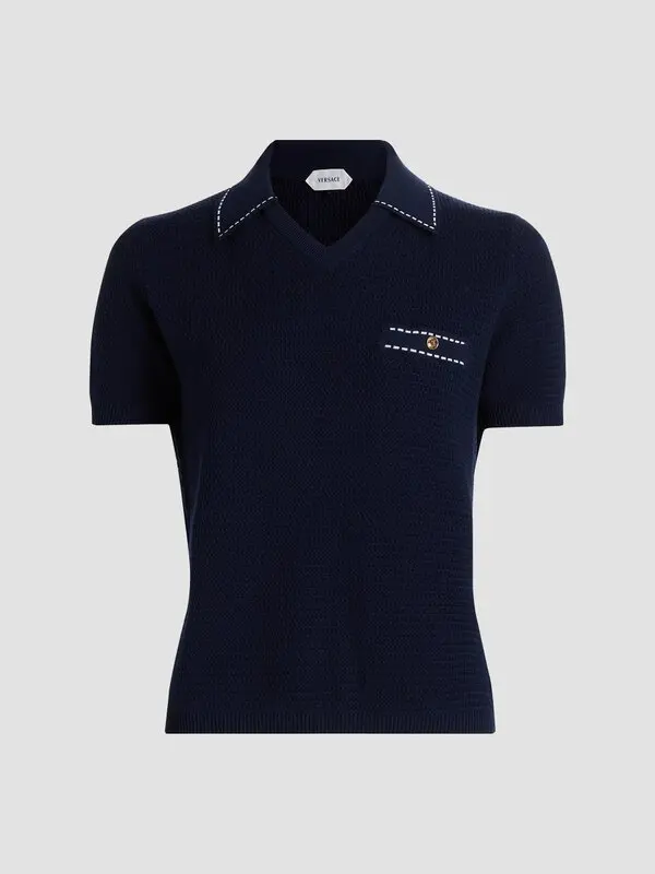 Versace Cotton Knit Polo Top