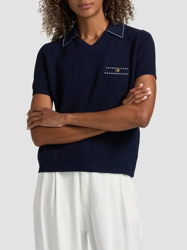 Versace Cotton Knit Polo Top