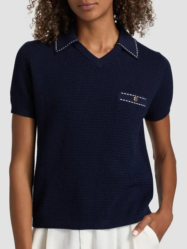 Versace Cotton Knit Polo Top
