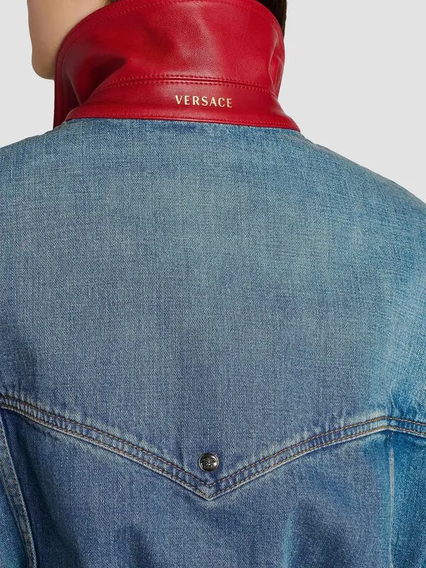 Versace Blouson Denim Leather-trim Jacket