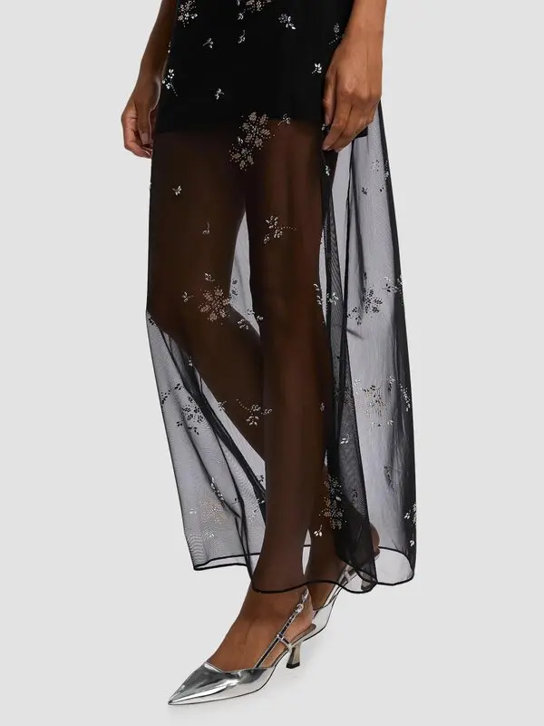 Rabanne Hotfix Floral Tulle Tank Maxi Dress