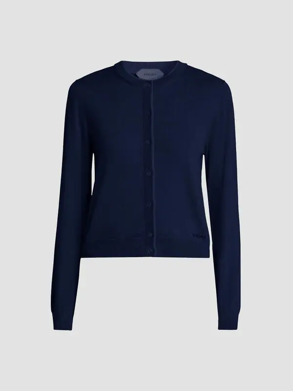 Versace La Vacanza Classic Wool Cardigan - Navy