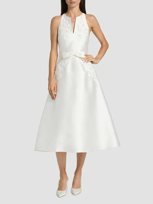 SACHIN BABI Allison Embroidered Satin Fit & Flare Midi-dress