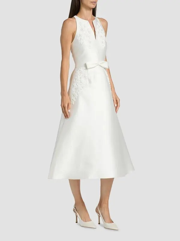 SACHIN BABI Allison Embroidered Satin Fit & Flare Midi-dress