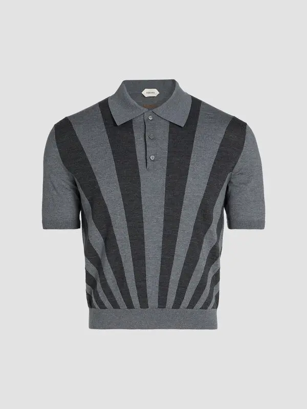 Versace Rays Intarsia-knit Polo Shirt