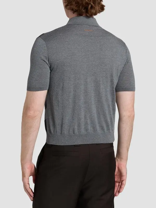 Versace Rays Intarsia-knit Polo Shirt
