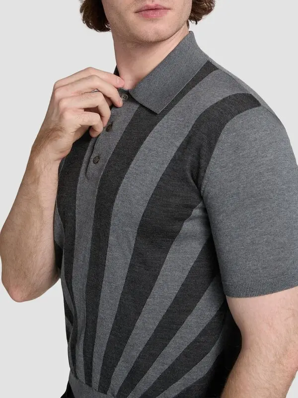 Versace Rays Intarsia-knit Polo Shirt
