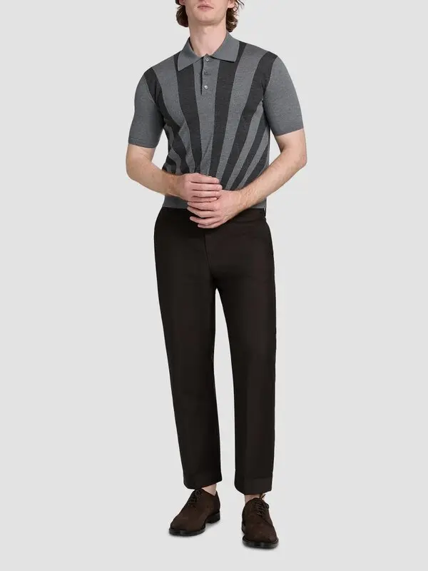 Versace Rays Intarsia-knit Polo Shirt