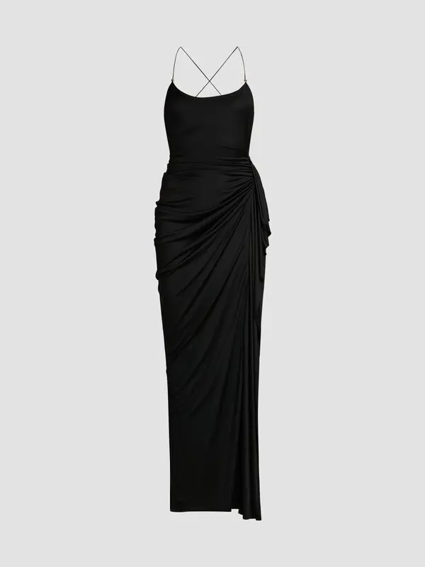 Versace Draped Jersey Column Gown