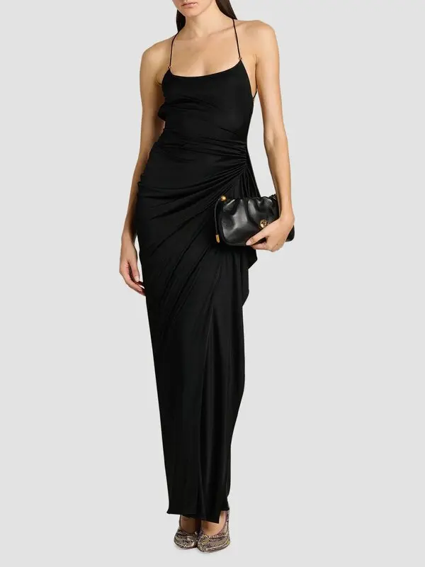 Versace Draped Jersey Column Gown