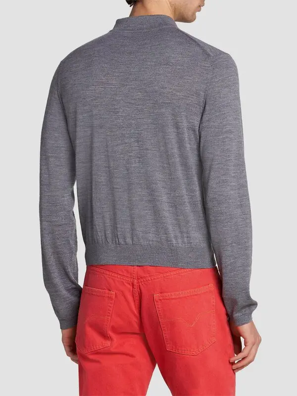 Versace Wool Collared Cardigan