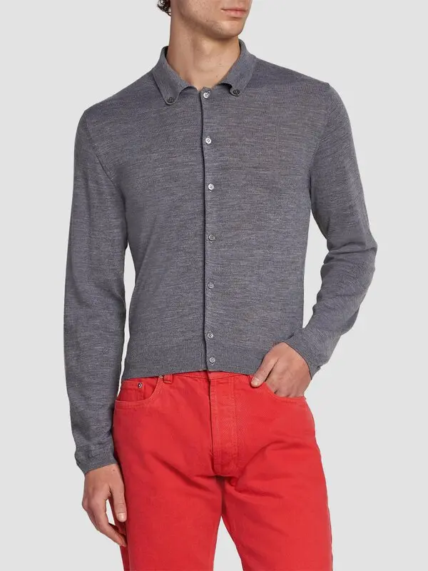 Versace Wool Collared Cardigan