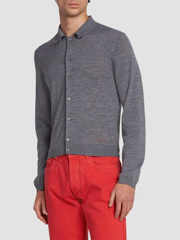 Versace Wool Collared Cardigan