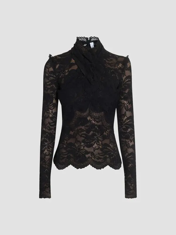Rabanne Lace Wrap Long-sleeve Top - Black