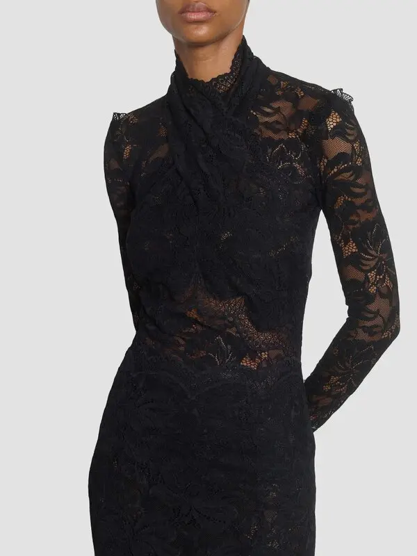 Rabanne Lace Wrap Long-sleeve Top - Black