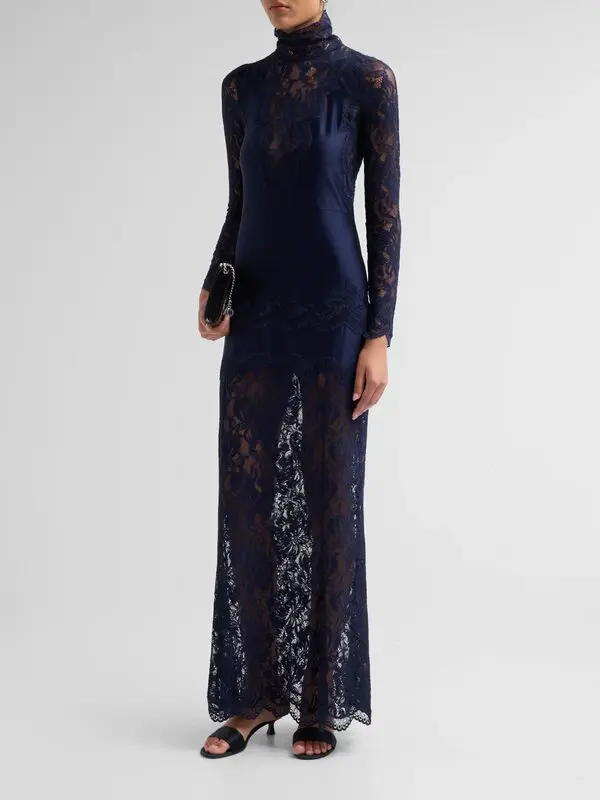 Rabanne Lace Turtleneck Maxi Dress