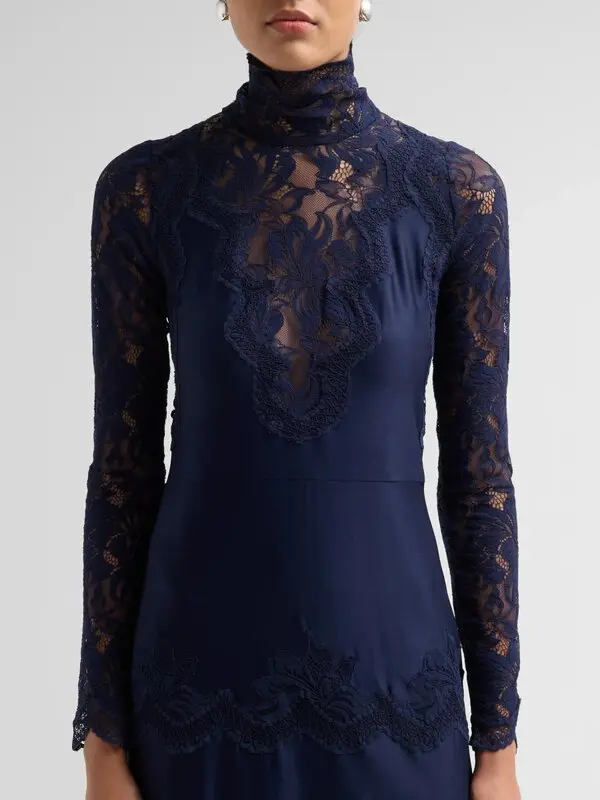 Rabanne Lace Turtleneck Maxi Dress