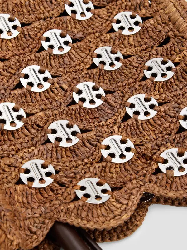 Rabanne Raffia & Leather Top Handle Bag