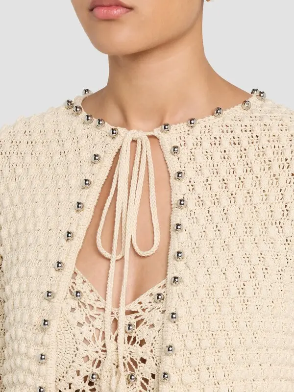 Rabanne Crochet Embellished Cardigan - Ecru