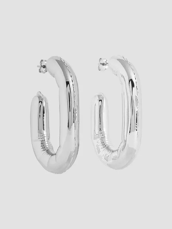 Rabanne Xl Link Silvertone Hoop Earrings