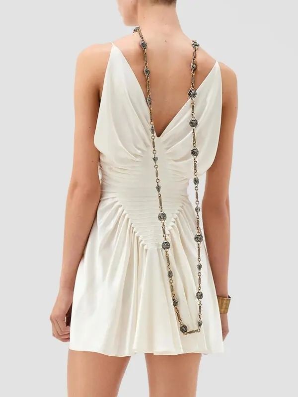 Versace Gathered Silk Satin Cocktail Minidress - Ivory