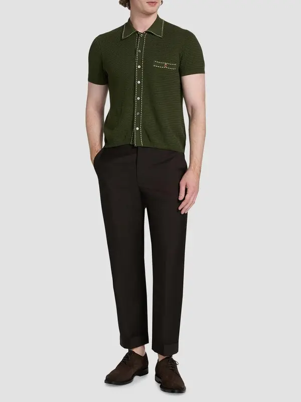Versace Cotton Button-front Short-sleeve Sweater