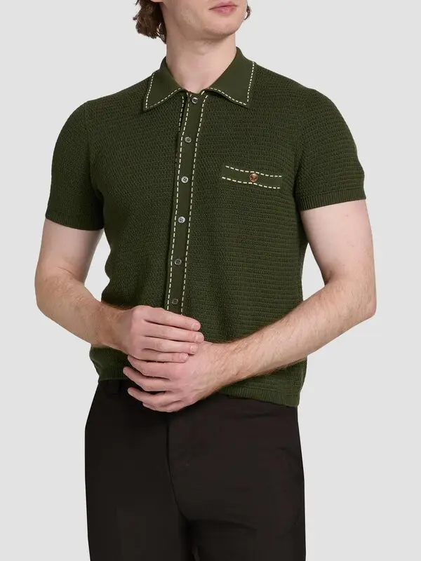 Versace Cotton Button-front Short-sleeve Sweater